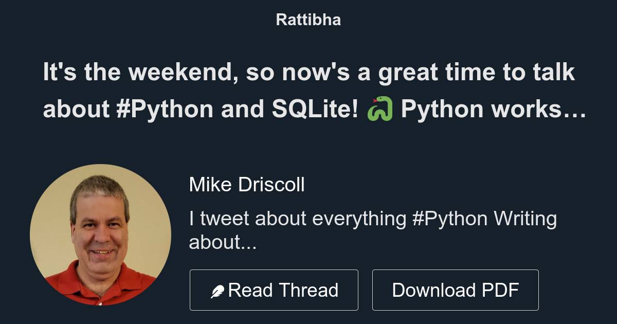 It's the weekend, so now's a great time to talk about #Python and ...