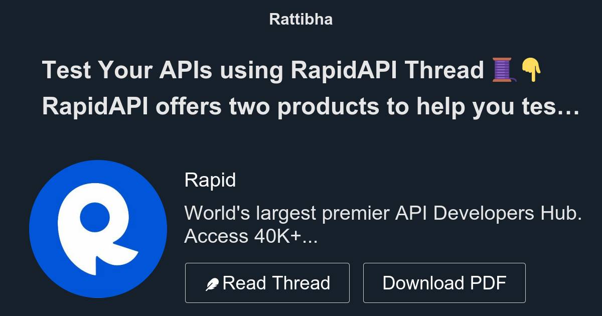 Test Your APIs using RapidAPI Thread 🧵👇 - المسلسل من Rapid @Rapid_API ...