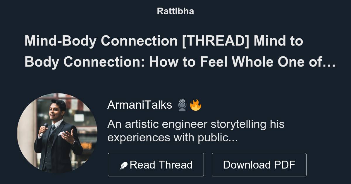 Mind-Body Connection [THREAD] - Thread from ArmaniTalks 🎙🔥 @ArmaniTalks ...