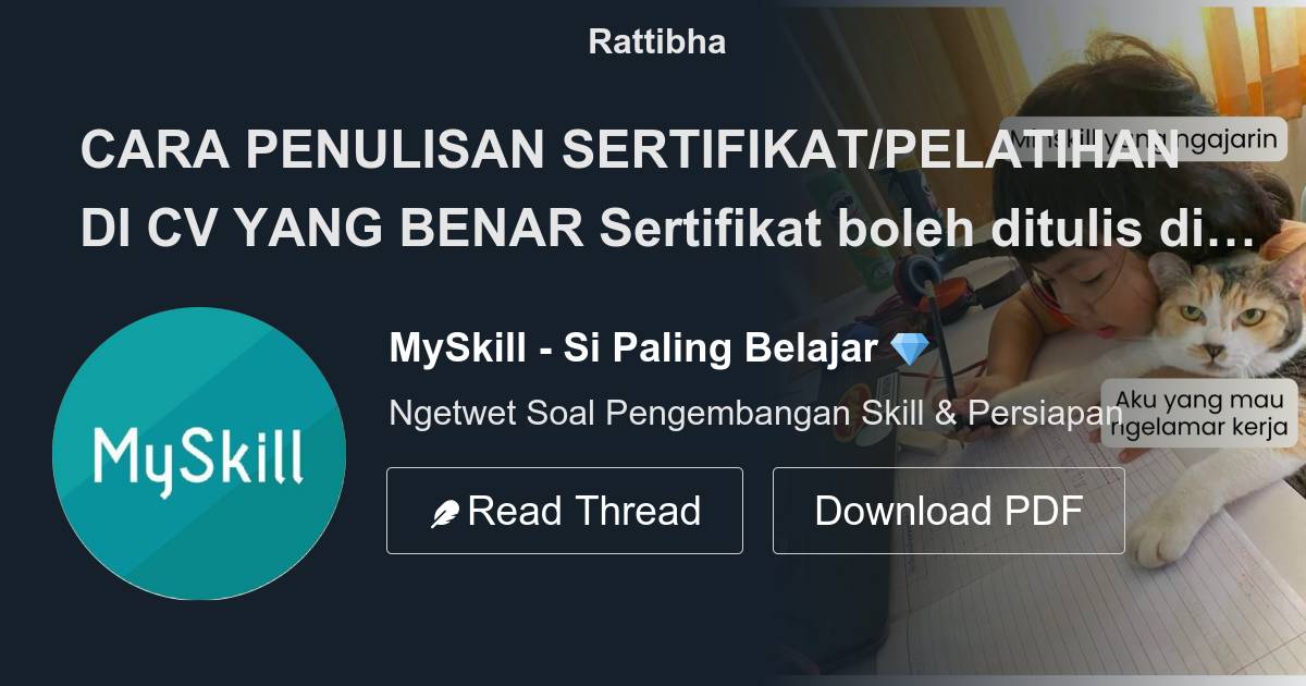 CARA PENULISAN SERTIFIKAT/PELATIHAN DI CV YANG BENAR Sertifikat boleh ditulis di CV, tapi ...
