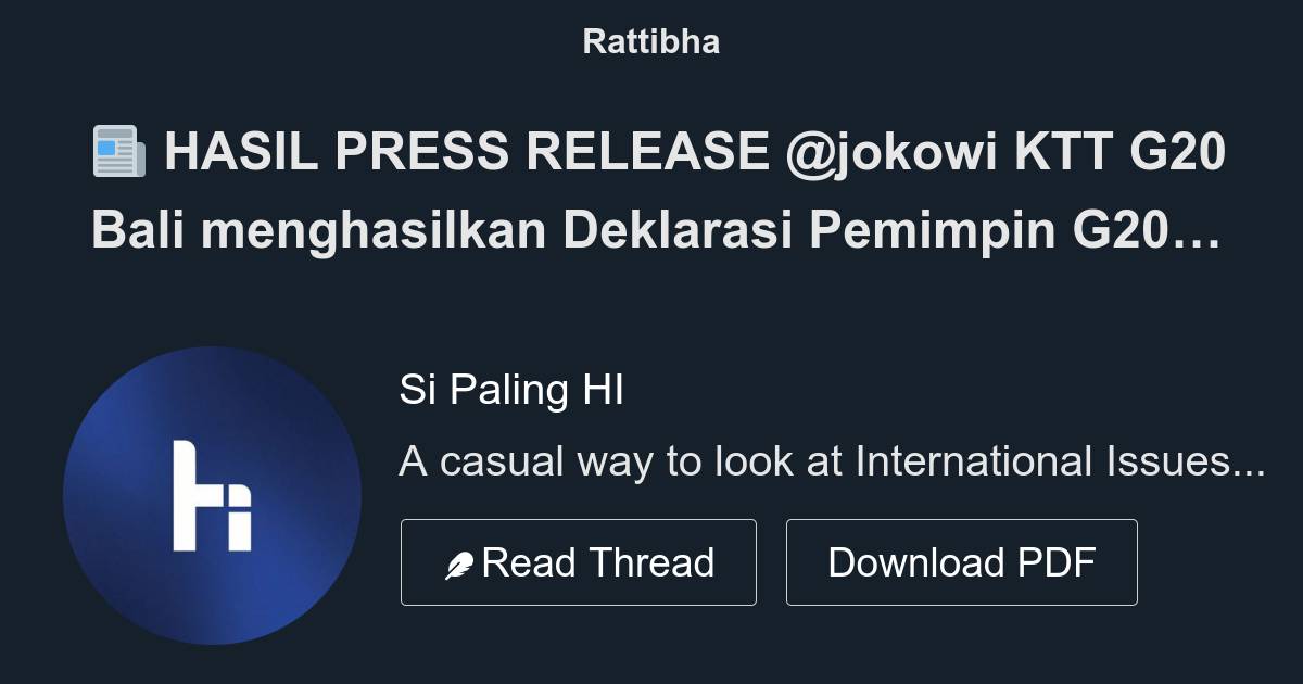📰 HASIL PRESS RELEASE @jokowi KTT G20 Bali menghasilkan Deklarasi Pemimpin G20 (G20 Bali Leaders ...