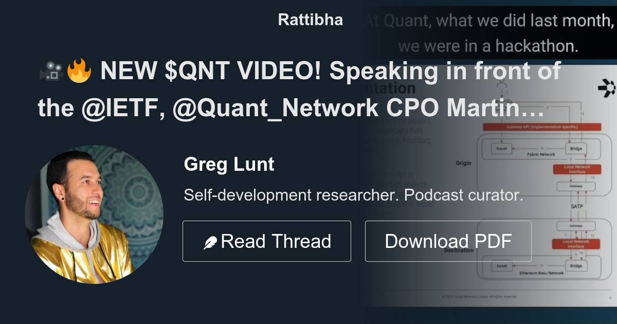 🎥🔥 NEW $QNT VIDEO! Speaking in front of the @IETF, @Quant_Network CPO ...
