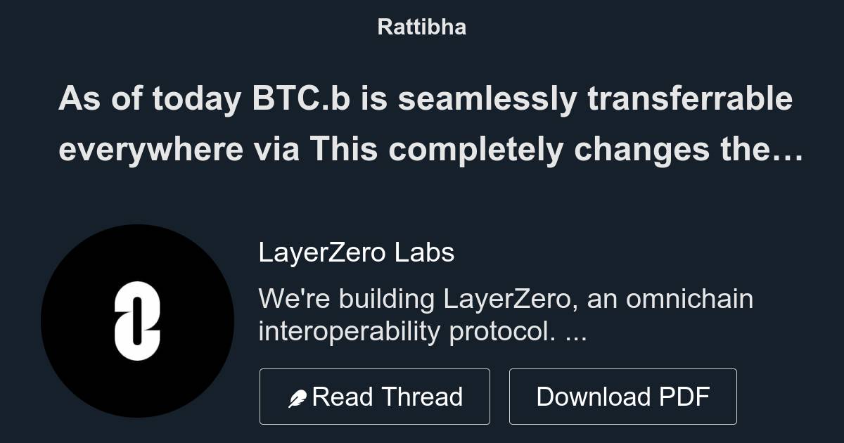 As of today BTC.b is seamlessly transferrable everywhere via - Thread ...