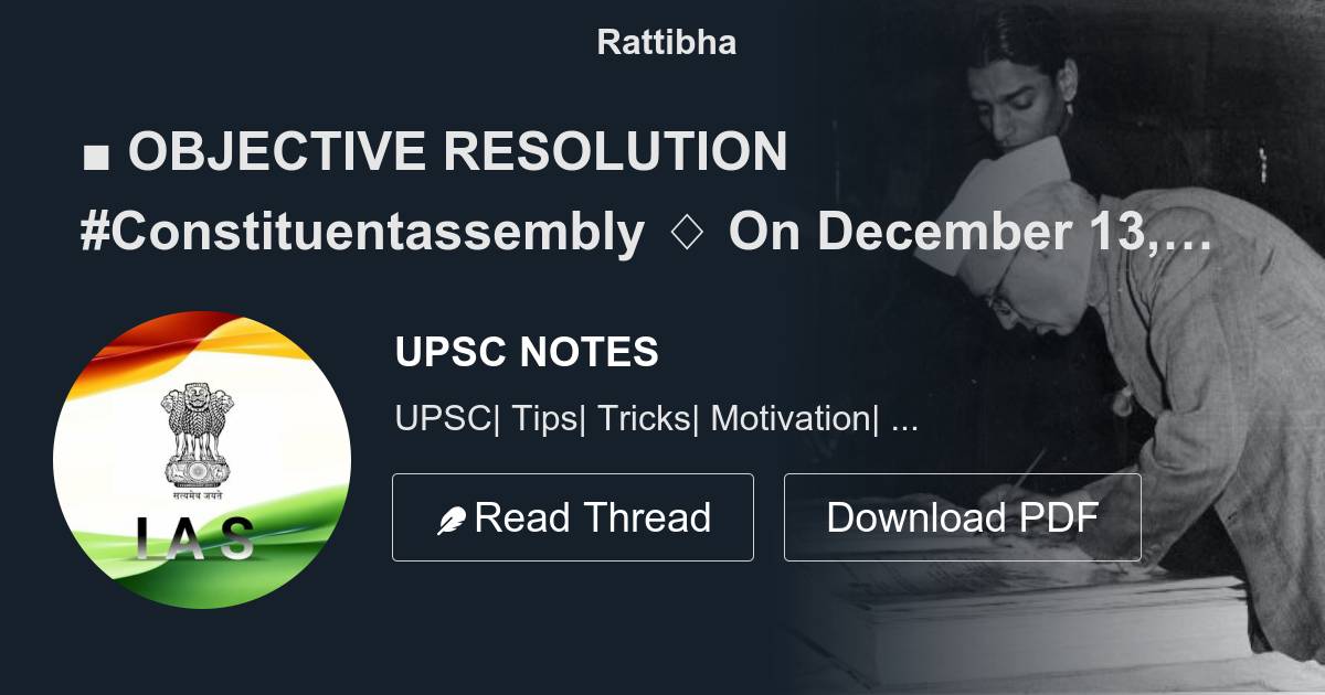 OBJECTIVE RESOLUTION #Constituentassembly On December 13, 1946 ...