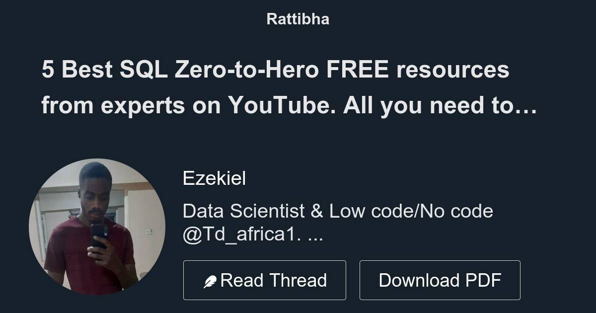 5 Best SQL Zero-to-Hero FREE resources from experts on YouTube. All you ...