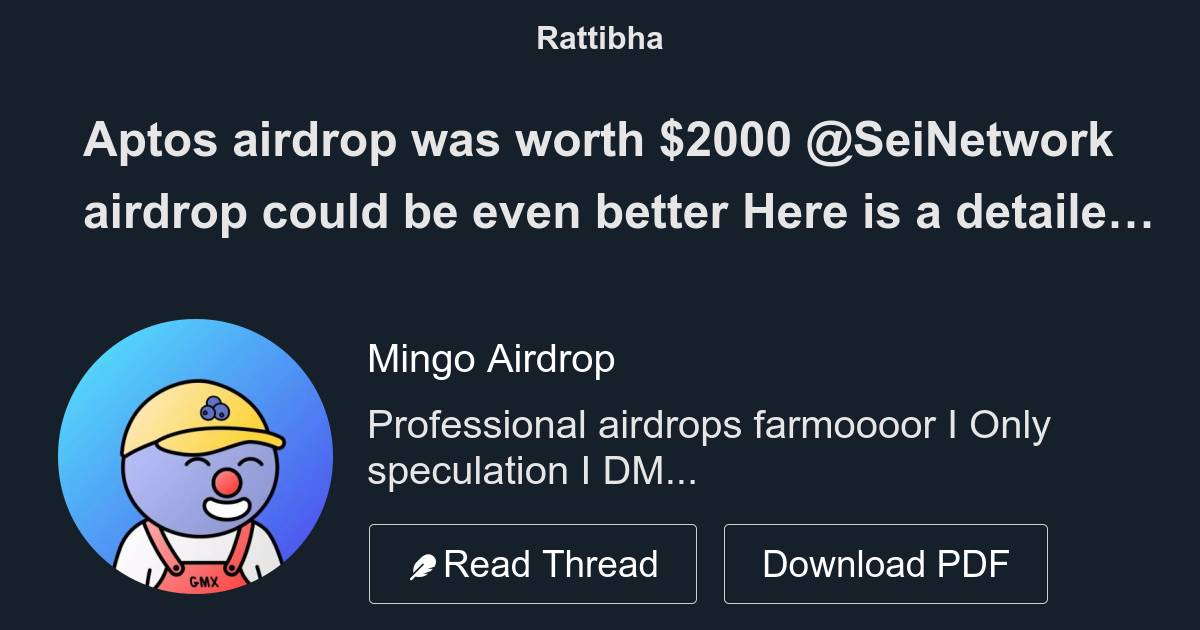 Aptos airdrop was worth $2000 @SeiNetwork airdrop could be even better Here is a detailed ...