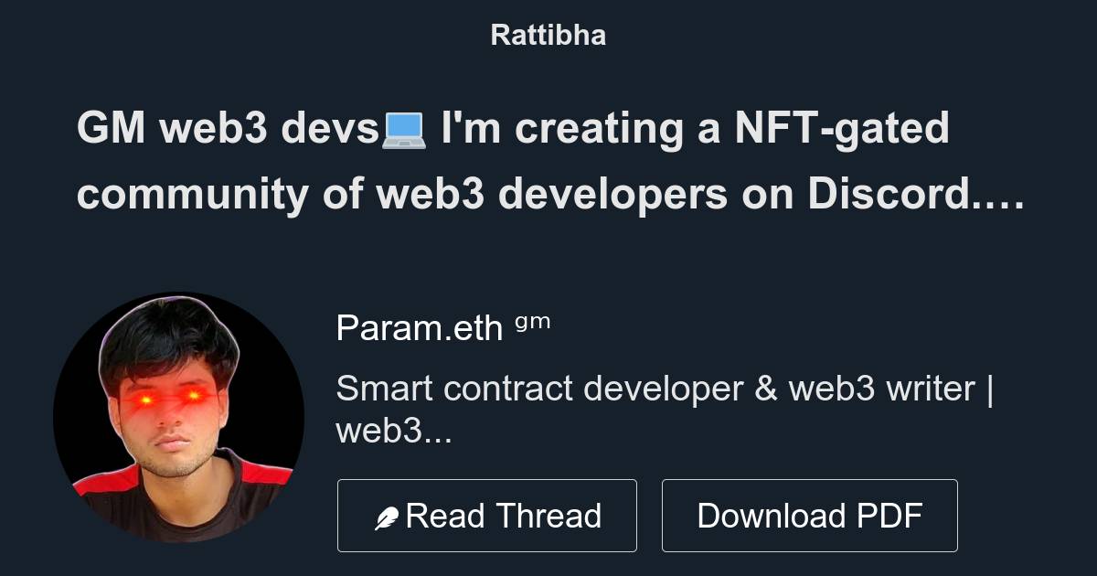 GM web3 devs💻 I'm creating a NFT-gated community of web3 developers on Discord. Our mission is ...