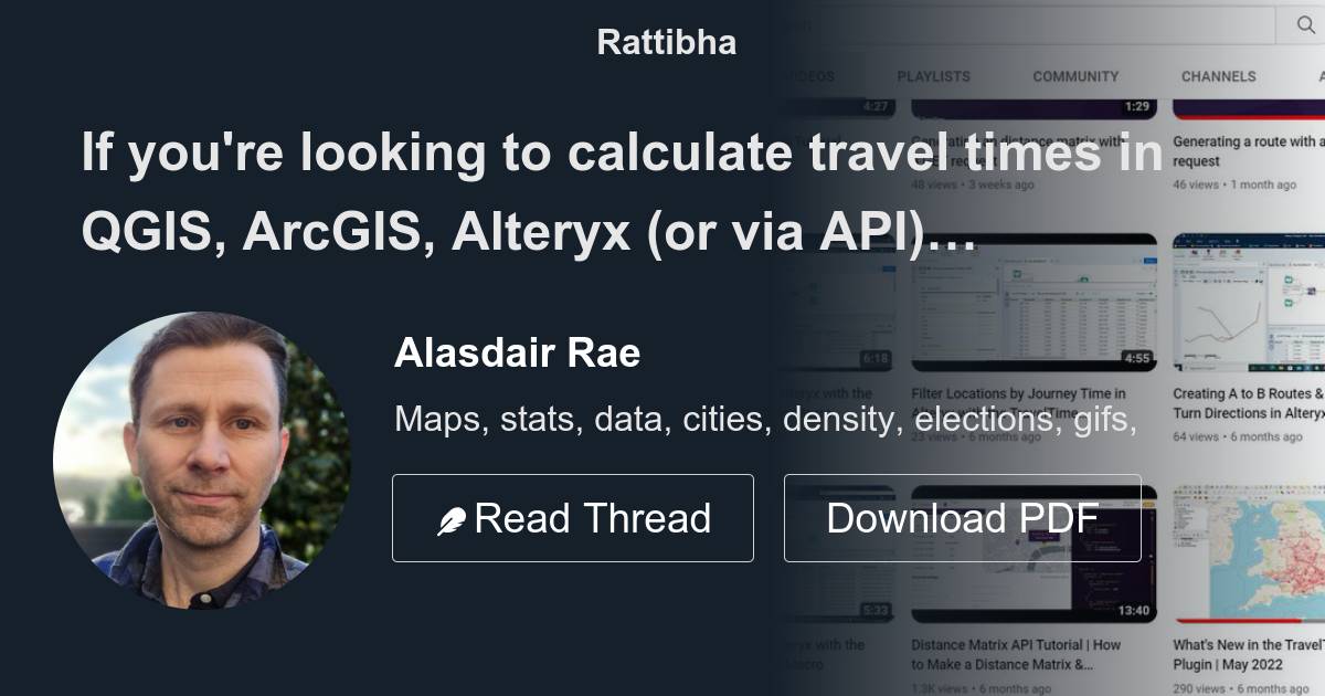 If you're looking to calculate travel times in QGIS, ArcGIS, Alteryx ...