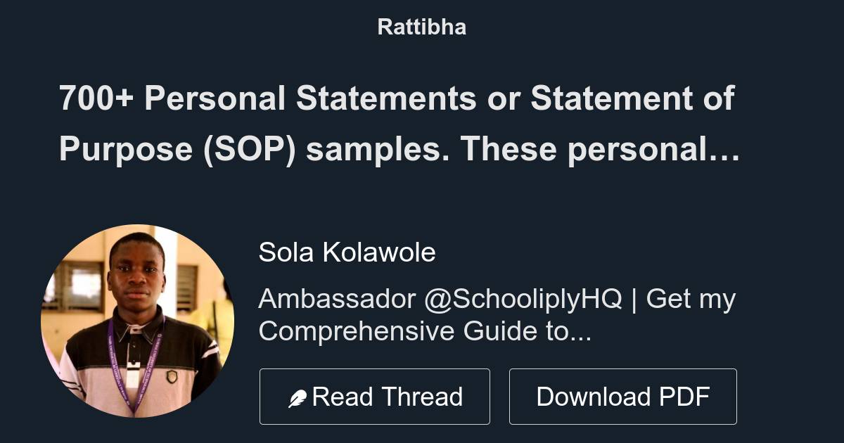 700+ Personal Statements or Statement of Purpose (SOP) samples. These personal statement ...