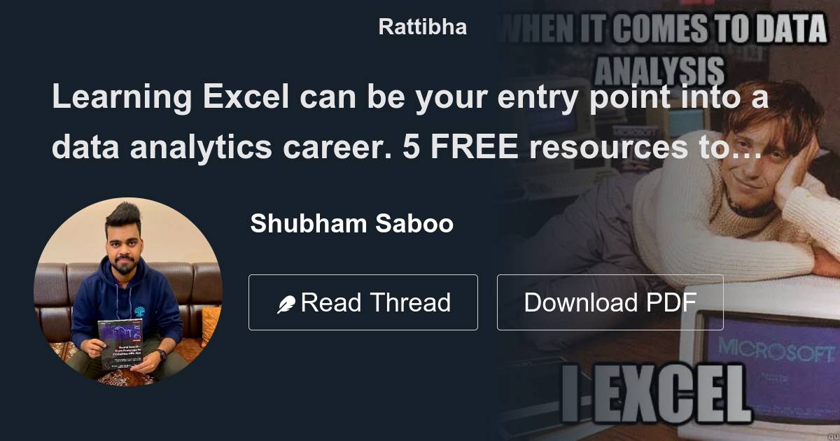 Learning Excel can be your entry point into a data analytics career. 5 FREE resources to become ...