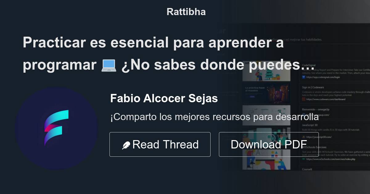 Practicar es esencial para aprender a programar 💻 ¿No sabes donde puedes practicar y mejorar tus ...