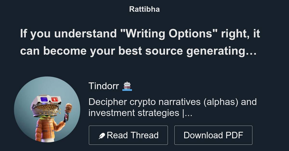 If you understand "Writing Options" right, it can become your best ...