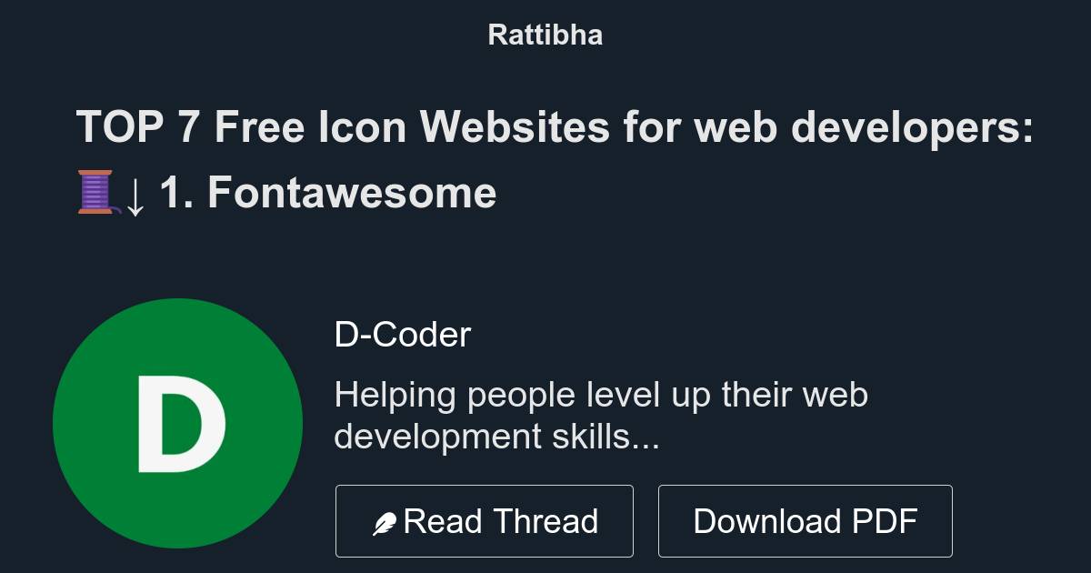 Top 7 Free Icon Websites For Web Developers🧵↓ المسلسل من D Coder Damncoder رتبها