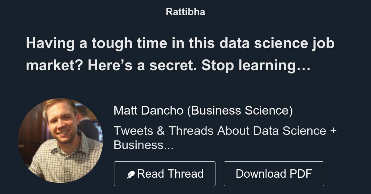Having a tough time in this data science job market? Here’s a secret. Stop learning python. And ...