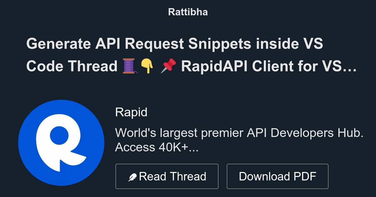 Generate API Request Snippets inside VS Code Thread 🧵👇 - المسلسل من ...