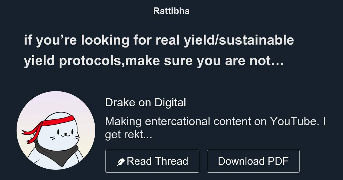 if you’re looking for real yield/sustainable yield protocols,make sure you are not becoming the ...