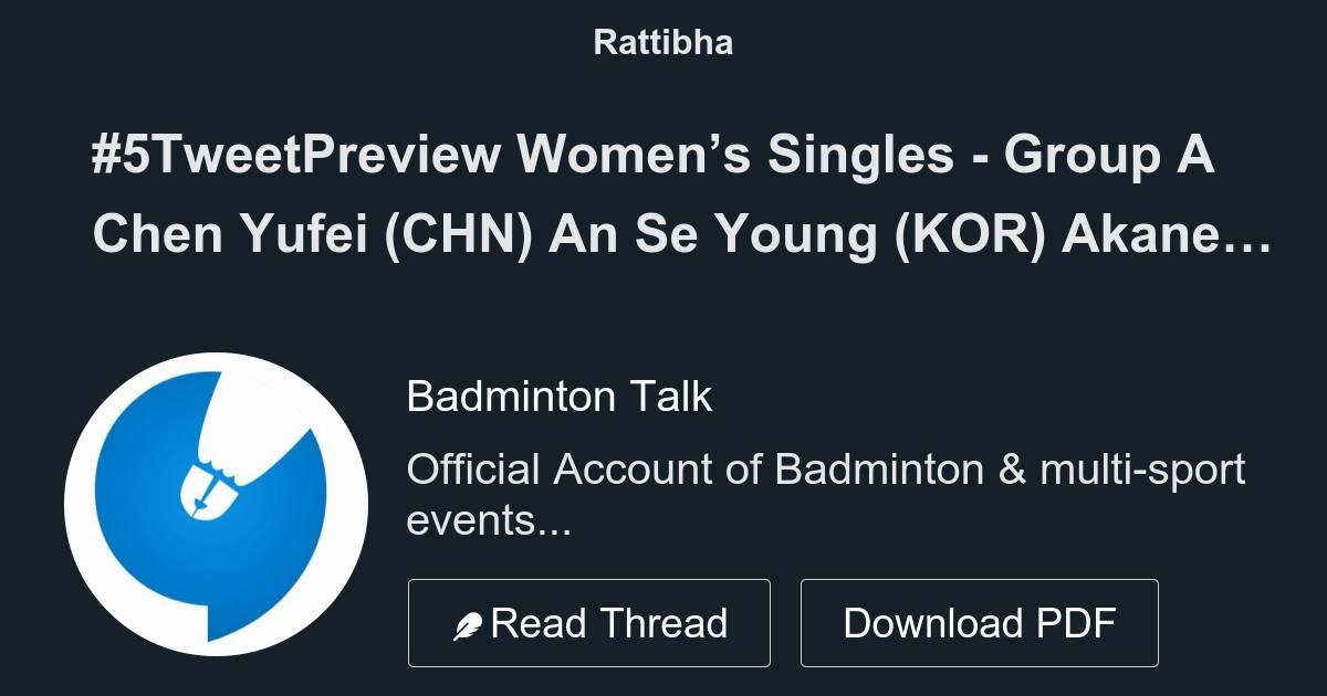 #5TweetPreview Women’s Singles - Group A Chen Yufei (CHN) An Se Young (KOR) Akane Yamaguchi (JPN ...