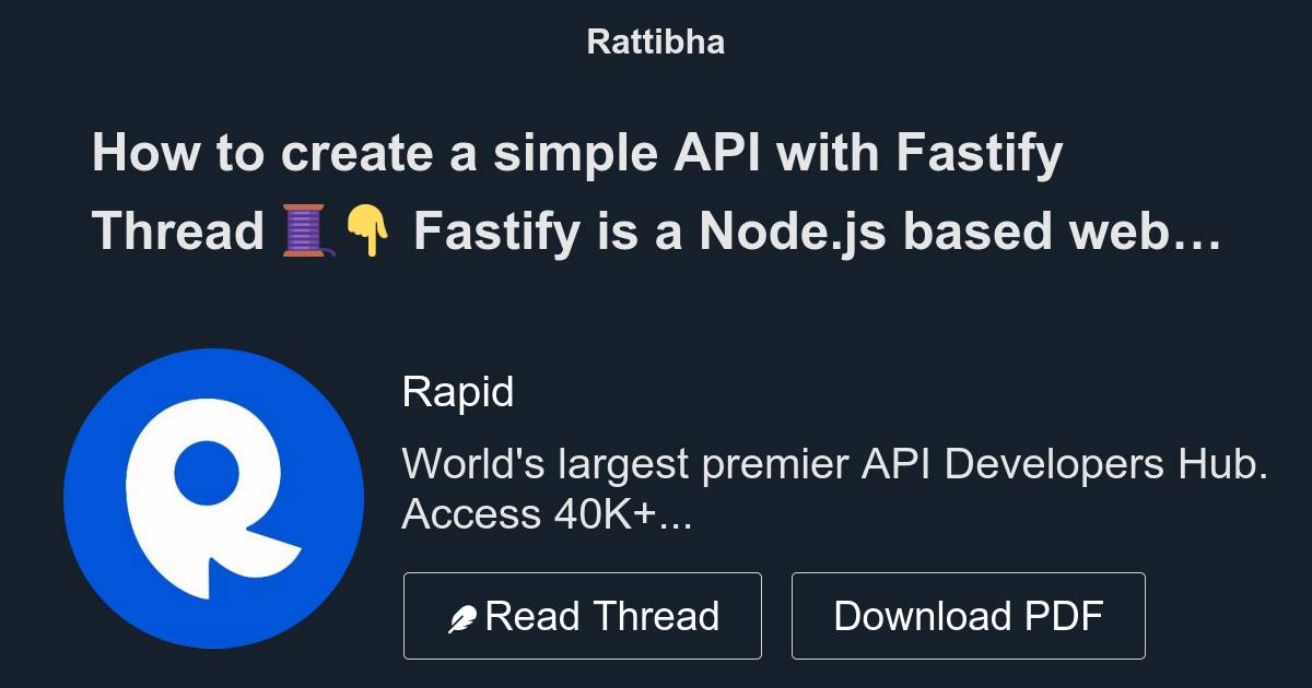 How to create a simple API with Fastify Thread 🧵👇 - Thread from Rapid ...