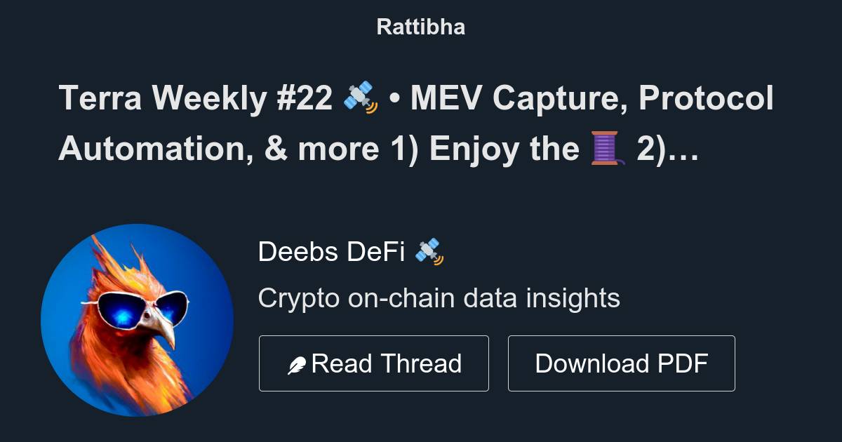 Terra Weekly #22 🛰 • MEV Capture, Protocol Automation, & more 1) Enjoy the 🧵 2) Discuss in ...
