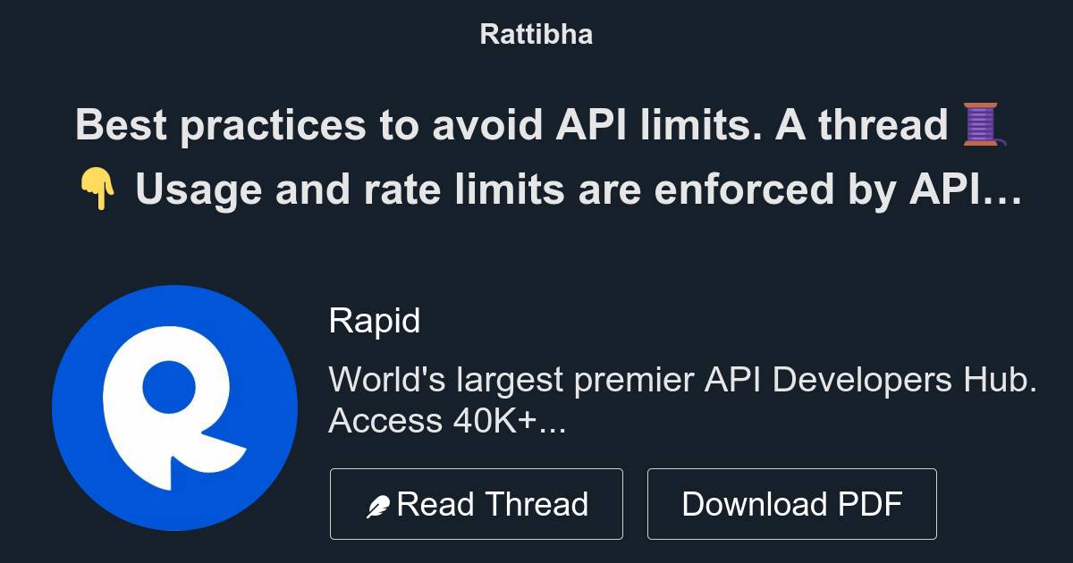 Best practices to avoid API limits. A thread 🧵👇 - المسلسل من Rapid @Rapid_API - رتبها