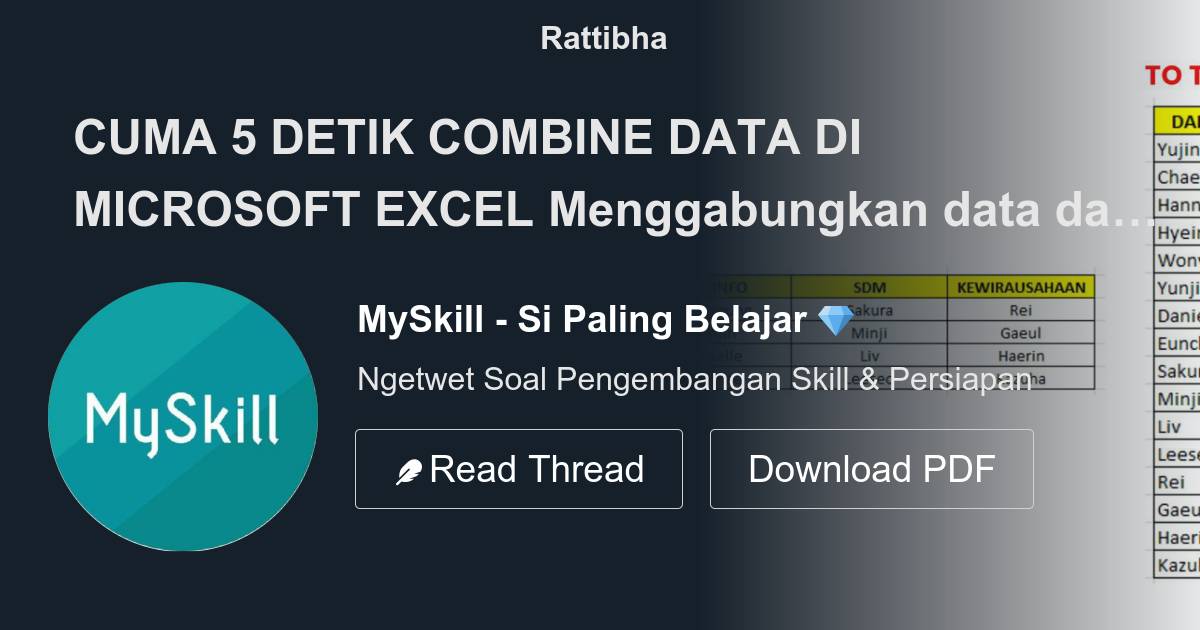 CUMA 5 DETIK COMBINE DATA DI MICROSOFT EXCEL Menggabungkan data dari beberapa kolom menjadi satu ...