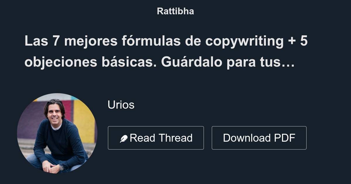 Las 7 mejores fórmulas de copywriting + 5 objeciones básicas. Guárdalo para tus próximas ...