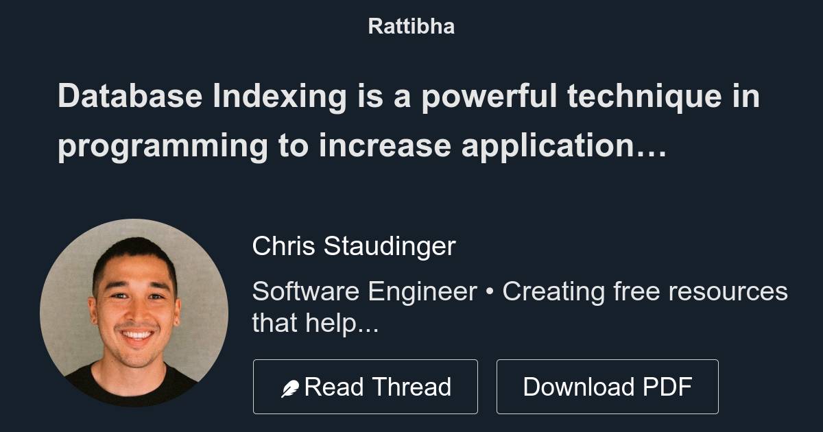 Database Indexing is a powerful technique in programming to increase application performance ...