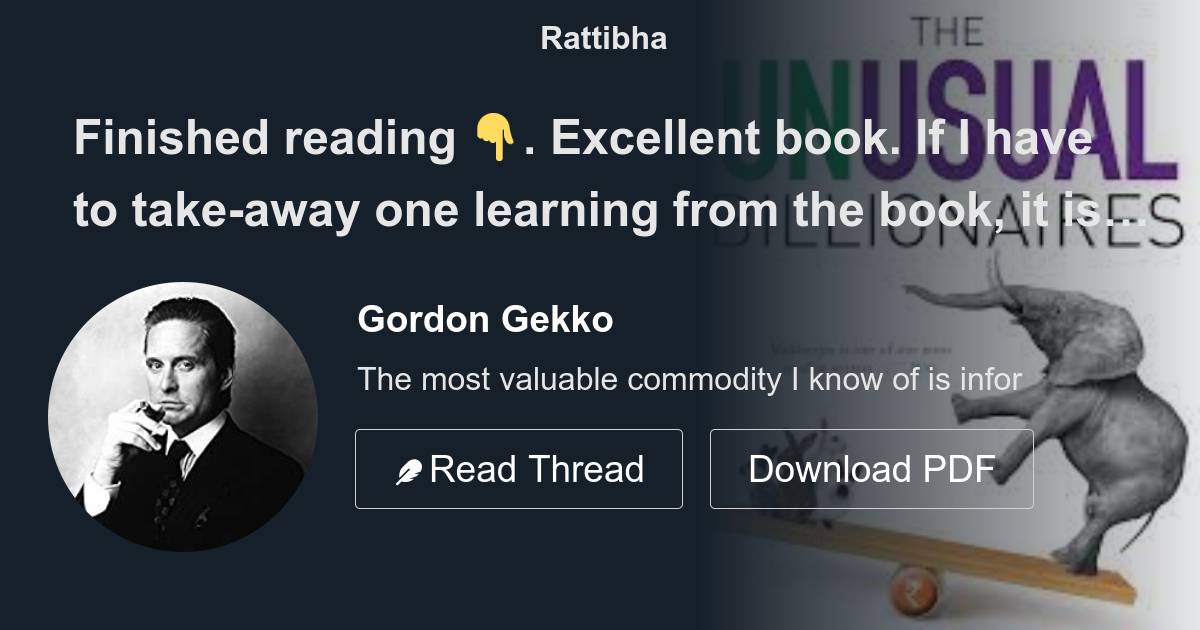 Finished reading 👇. Excellent book. If I have to take-away one learning ...