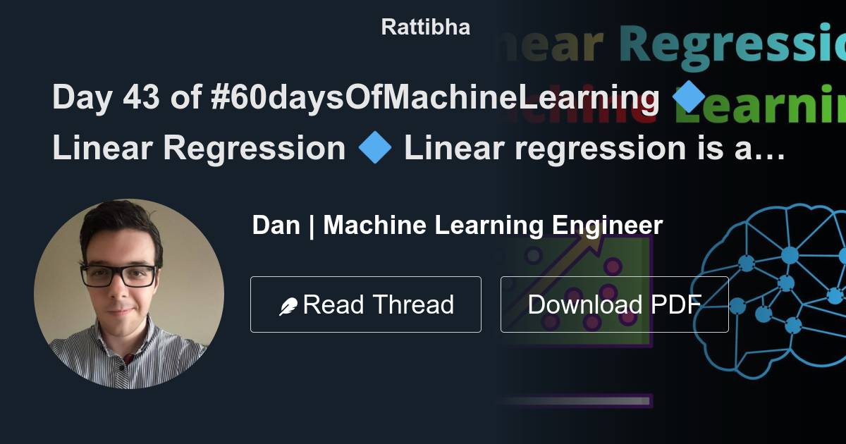 Day 43 of #60daysOfMachineLearning 🔷 Linear Regression 🔷 Linear ...