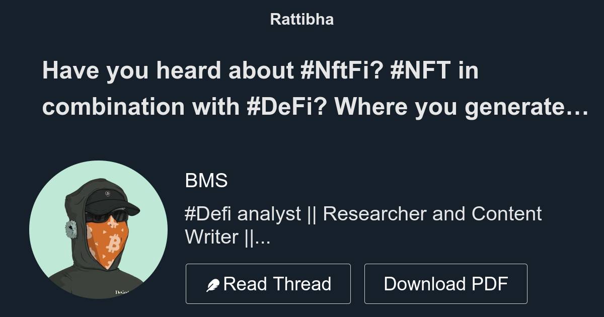 Have you heard about #NftFi? #NFT in combination with #DeFi? Where you ...