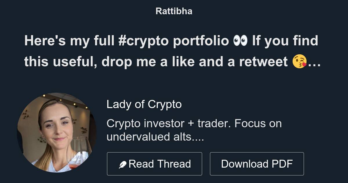 Here's my full #crypto portfolio 👀 If you find this useful, drop me a ...