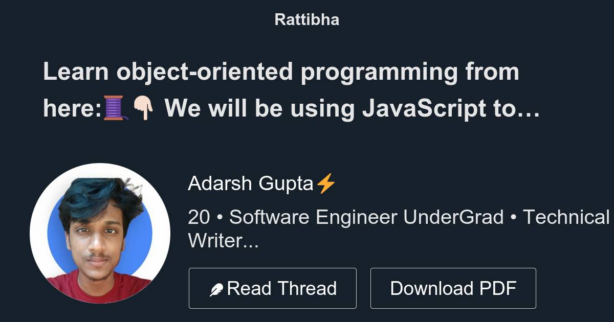 Learn object-oriented programming from here:🧵👇🏻 - Thread from Adarsh Gupta⚡ @Adarsh____gupta ...