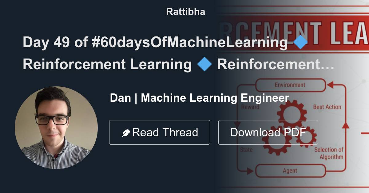 Day 49 of #60daysOfMachineLearning 🔷 Reinforcement Learning 🔷 ...
