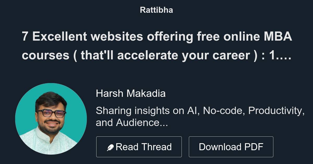 7 Excellent websites offering free online MBA courses ( that'll ...