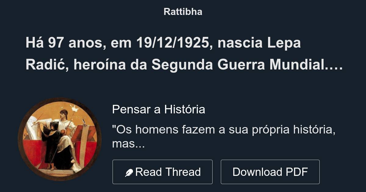 Há 97 anos, em 19/12/1925, nascia Lepa Radić, heroína da Segunda Guerra ...