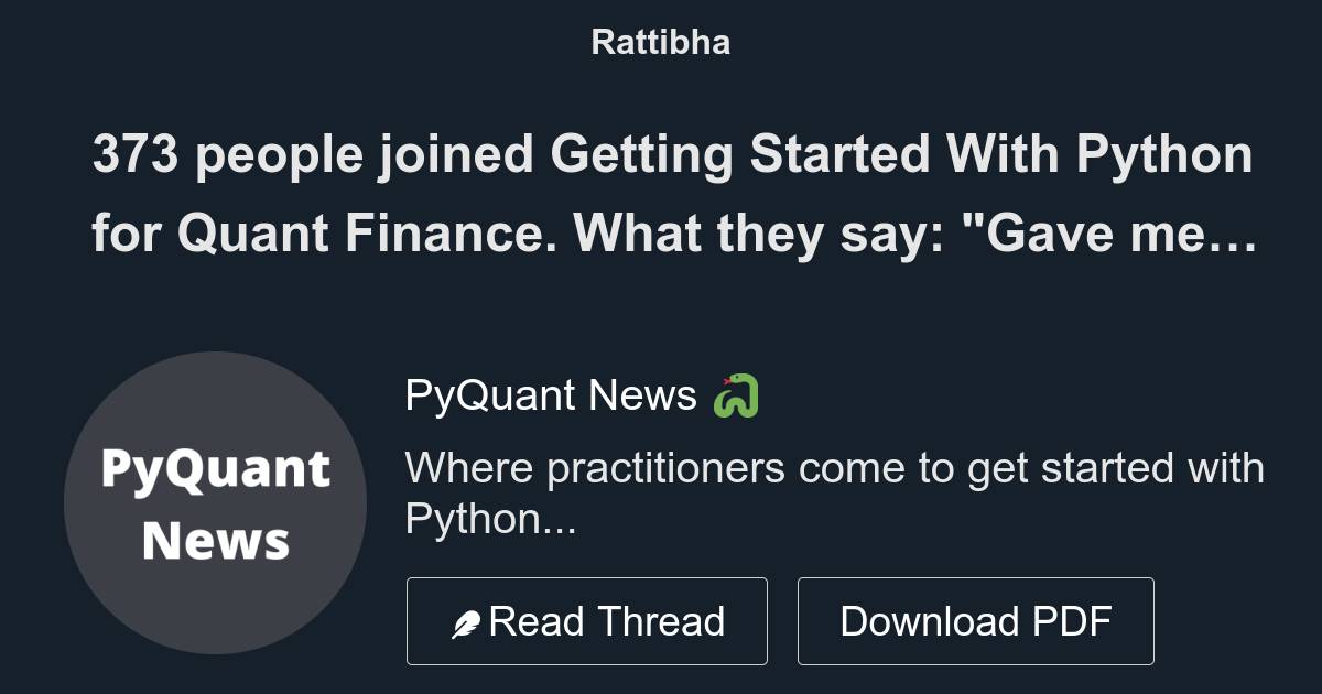 373 people joined Getting Started With Python for Quant Finance. What ...