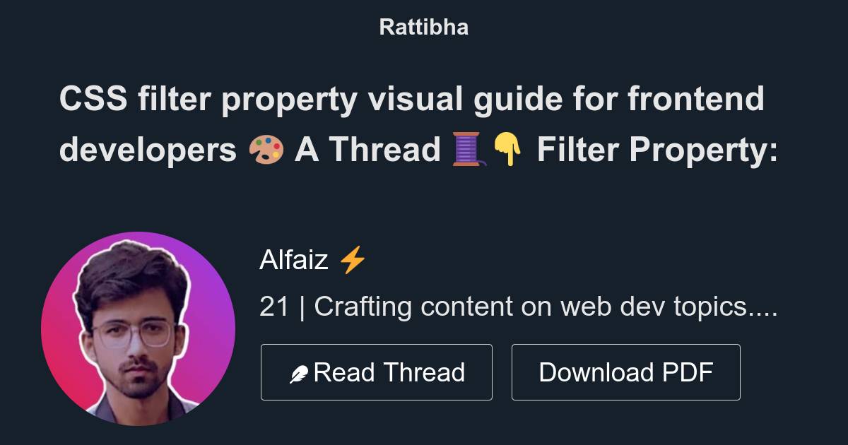 Css Filter Property Visual Guide For Frontend Developers 🎨 A Thread 🧵👇