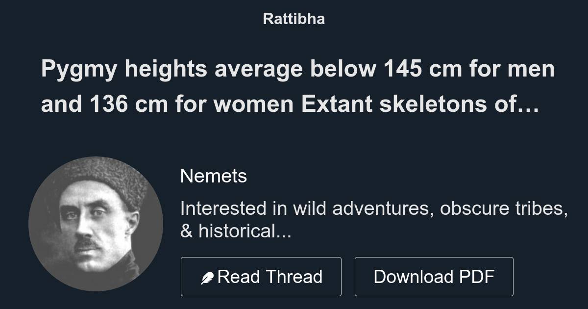 Pygmy heights average below 145 cm for men and 136 cm for women ...