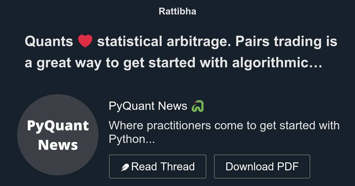 Quants ️ statistical arbitrage. Pairs trading is a great way to get ...