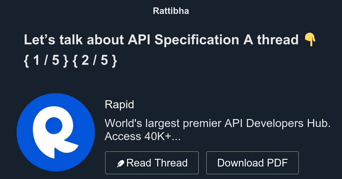Let’s talk about API Specification A thread 👇 { 1 / 5 } - Thread from ...
