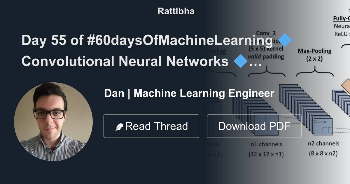 Day 55 of #60daysOfMachineLearning 🔷 Convolutional Neural Networks 🔷 ...
