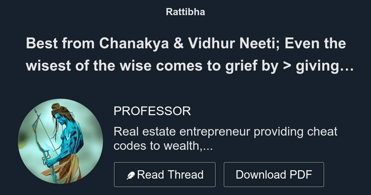 Best from Chanakya & Vidhur Neeti; - Thread from PROFESSOR ...