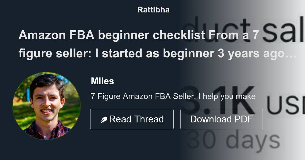 Amazon FBA beginner checklist From a 7 figure seller: - Thread from ...