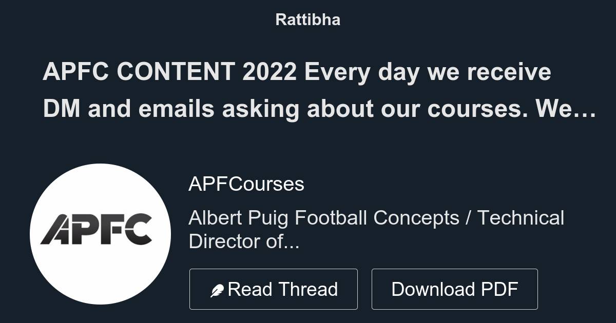 APFC CONTENT 2022 Every day we receive DM and emails asking about our ...