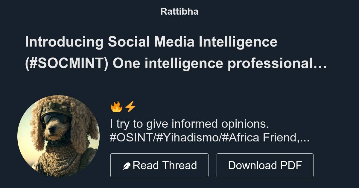 Introducing Social Media Intelligence (#SOCMINT) One intelligence ...