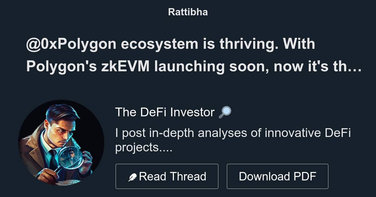 @0xPolygon ecosystem is thriving. With Polygon's zkEVM launching soon, now it's the perfect time ...