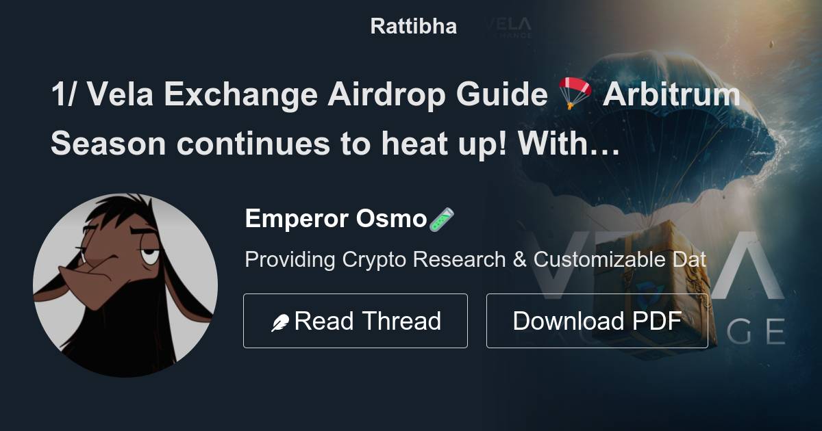 1/ Vela Exchange Airdrop Guide 🪂 Arbitrum Season continues to heat up! With @vela_exchange ...