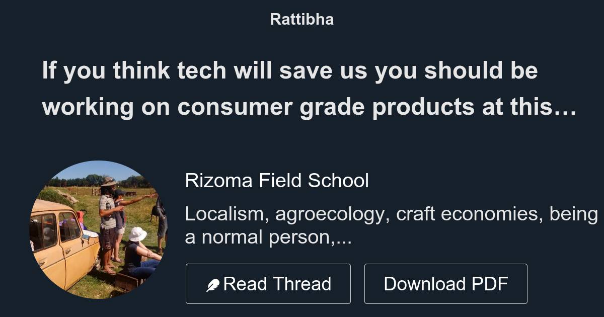 If you think tech will save us you should be working on consumer grade ...
