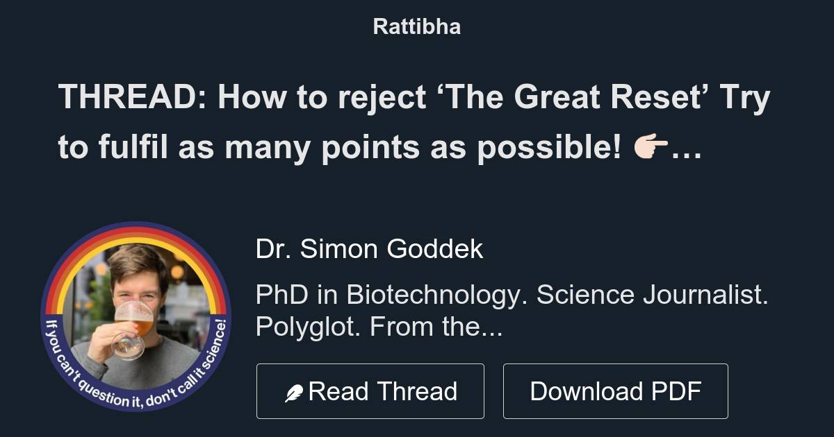 THREAD: How to reject ‘The Great Reset’ Try to fulfil as many points as ...