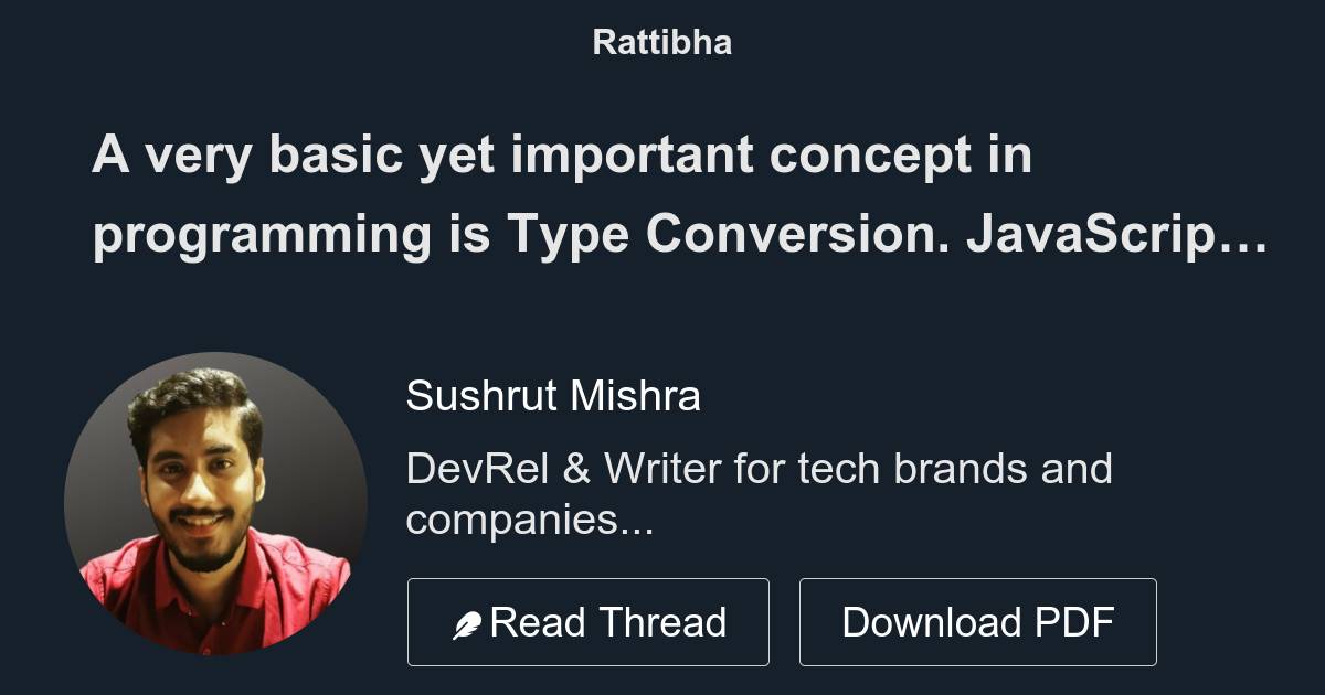 A very basic yet important concept in programming is Type Conversion. JavaScript Type Conversion ...